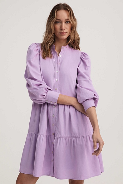 Lilac Full Sleeve Trapeze Dress - Women's Cotton Dresses | Witchery