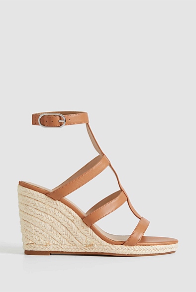 Almond Miami Leather Wedge - Women's Espadrilles & Wedges | Witchery