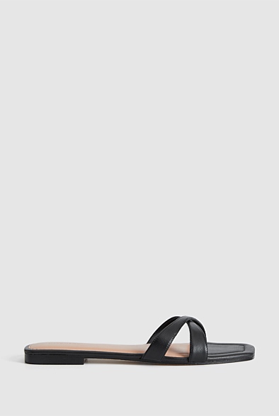 Black Harley Leather Slide - Women's Sandals | Witchery