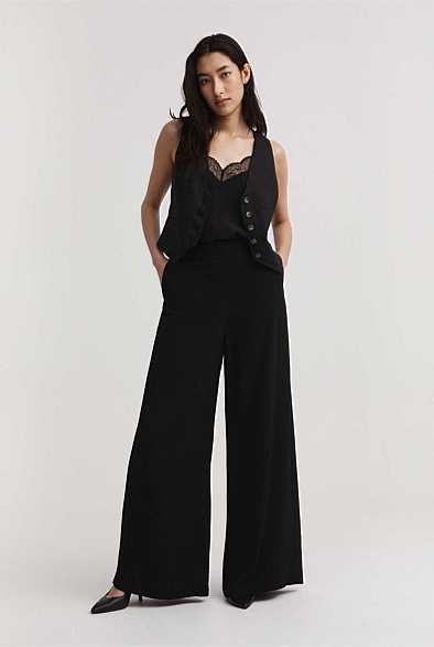 Black Linen Waistcoat - Women's Jackets | Witchery