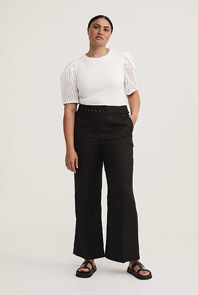 Chalk Cutwork Puff Sleeve Top - Women's Evening Shirts | Witchery