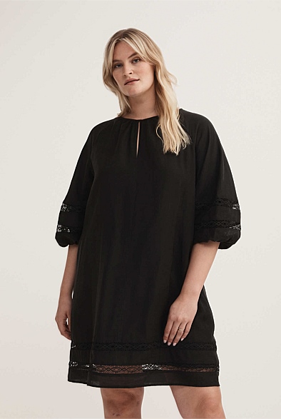 Black Trim Insert Trapeze Dress - Women's A Line Dresses | Witchery