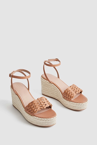 Almond Elsa Leather Wedge - Women's Espadrilles & Wedges | Witchery