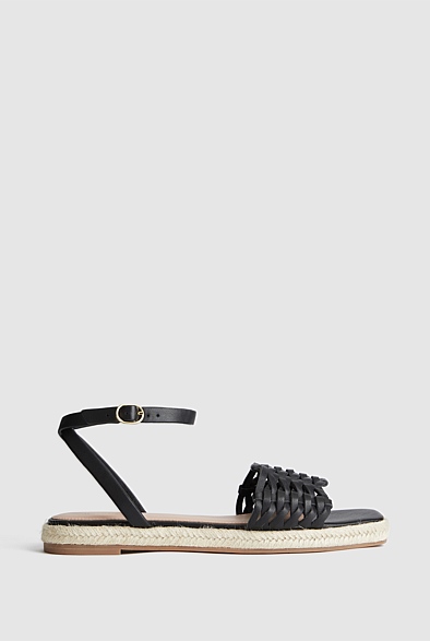 Black Elsa Leather Espadrille - Women's Espadrilles & Wedges | Witchery