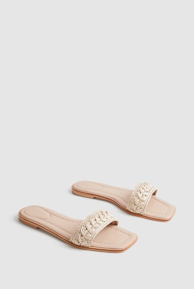 Natural Willow Woven Slide - Women's Espadrilles & Wedges | Witchery
