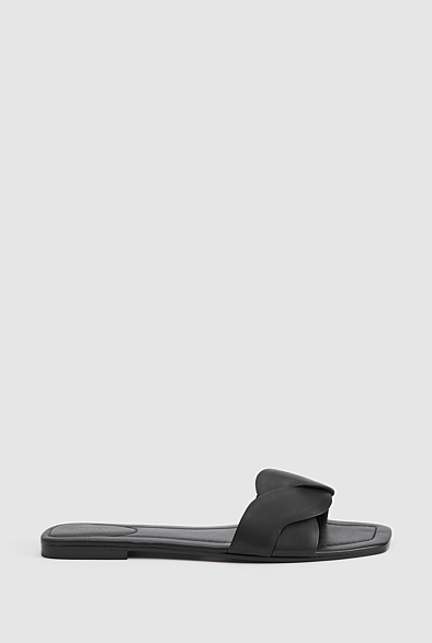Black Valentina Leather Slide - Women's Sandals | Witchery