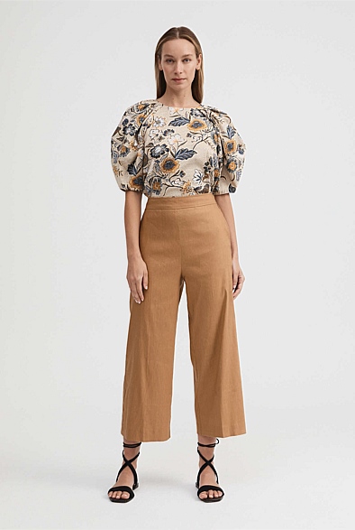 Acorn Stretch Linen Blend Pant - Women's High Waisted Pants | Witchery