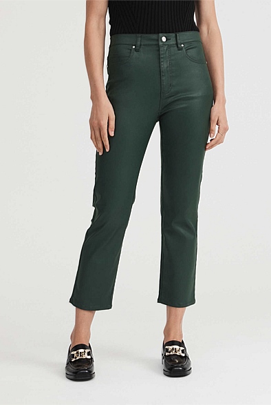 Dark Forest 7/8 Coated Straight Jean - Women's Straight Jeans | Witchery