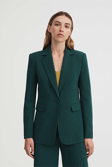 Petrol Green Classic Single-Breasted Blazer - Women's Blazers | Witchery