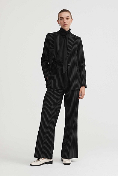 Black Pinstripe Trouser - Women's Black Pants | Witchery