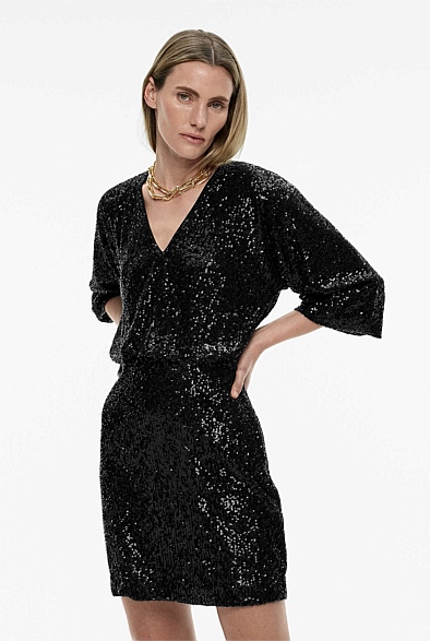 Black Sequin Mini Dress - Women's Christmas Party Dresses | Witchery
