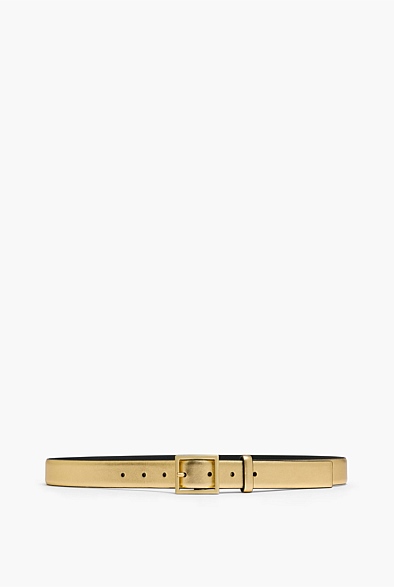 Gold Metallic Sharp Buckle Belt - Women's Belts | Witchery