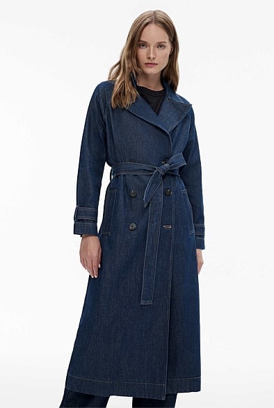 Dark Indigo Denim Trench Coat - Women's Coats | Witchery