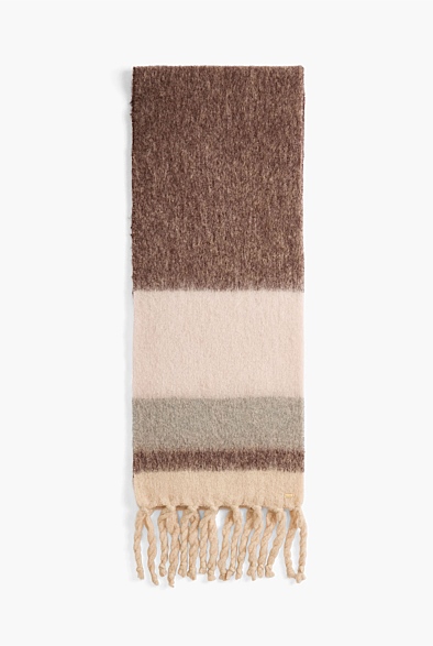 Raisin Stripe Tassel Scarf - Women's Scarves & Wraps | Witchery