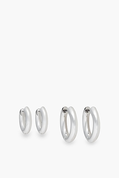 Silver Piper Hoop Set - Women's Earrings | Witchery