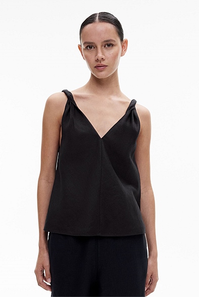 Black Twist Strap Camisole - Women's Sleeveless Tops | Witchery