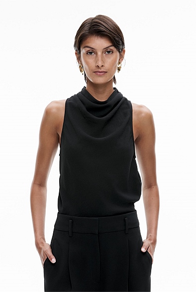Black Drape Sleeveless Top - Women's Sleeveless Tops | Witchery