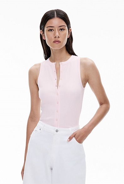 Blush Button Thru Tank - Women's Sleeveless Tops | Witchery