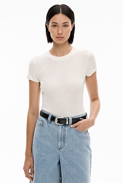 Fresh White Fine Jersey Tee - Women's Short Sleeve Tops | Witchery