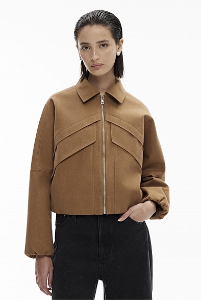 Caramel Suedette Bomber Jacket - Women's Jackets | Witchery