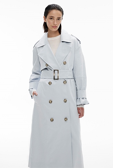 Dove Blue Classic Trench Coat - Women's Trench Coats | Witchery