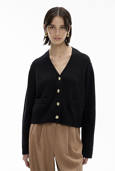 Black Boxy Knit Cardigan - Women's Cardigans | Witchery