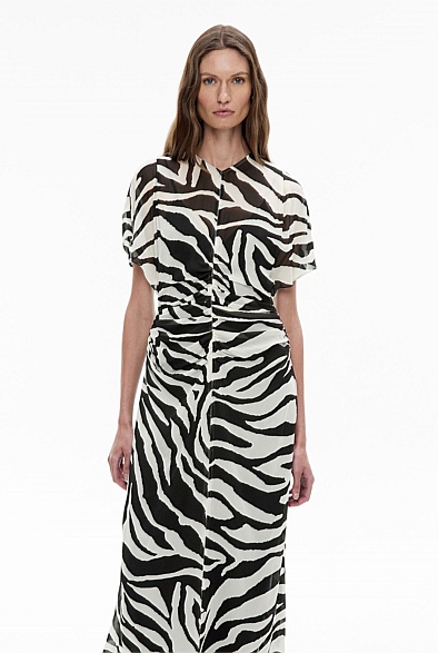 Zebra Print Gathered Seam Dress - Women's Evening & Cocktail Dresses ...