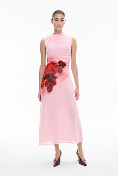 Blush Floral Mesh Drape Tank Dress - Women's A Line Dresses | Witchery