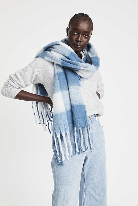 Light Blue Cosy Two Tone Scarf - Women's Scarves & Wraps | Witchery