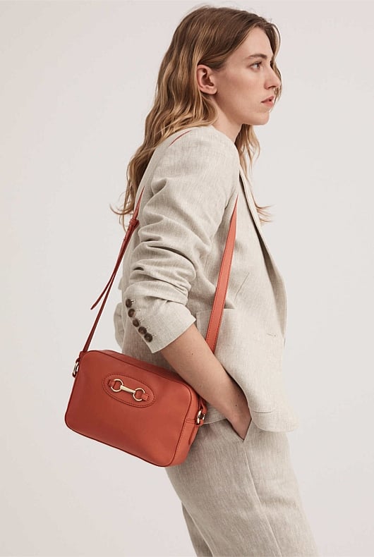 Rich Orange Uma Leather Camera Bag - Women's Evening Bags | Witchery