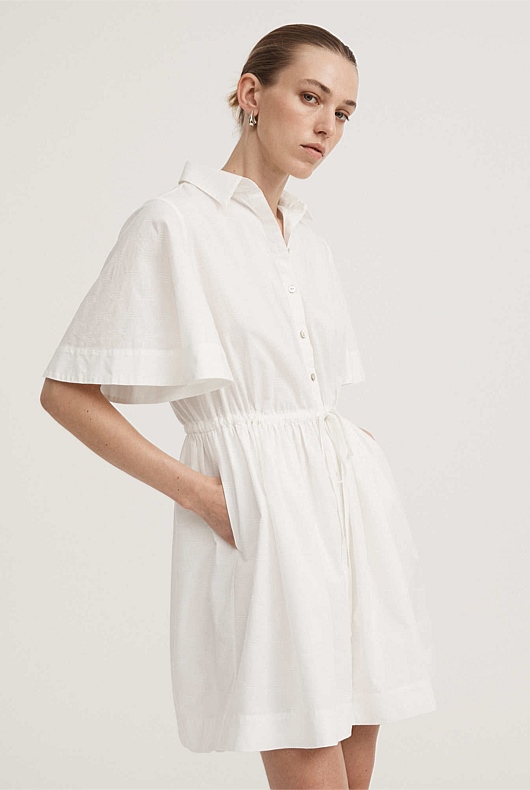 Chalk Cotton Dobby Dress - Women's Casual Dresses | Witchery