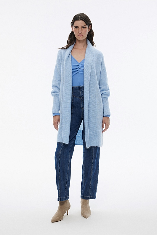 Baby Blue Mohair Knit Cardigan - Women's Cardigans | Witchery