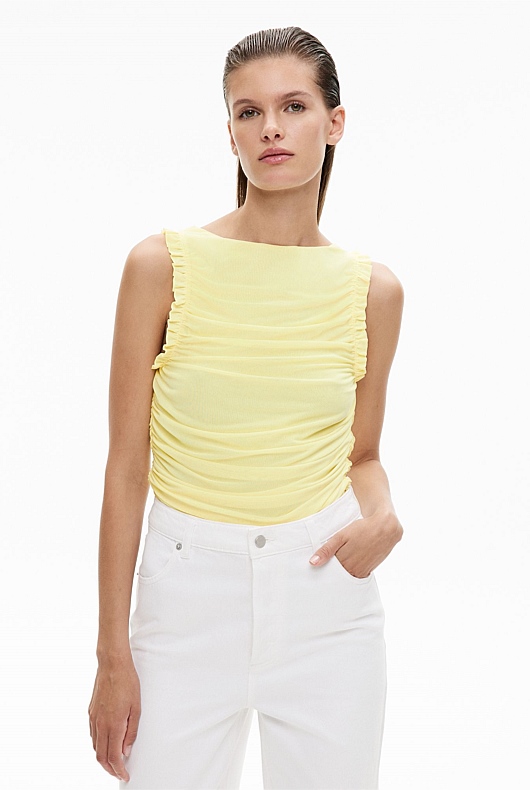 Limoncello Mesh Ruffle Top - Women's New Clothing | Witchery