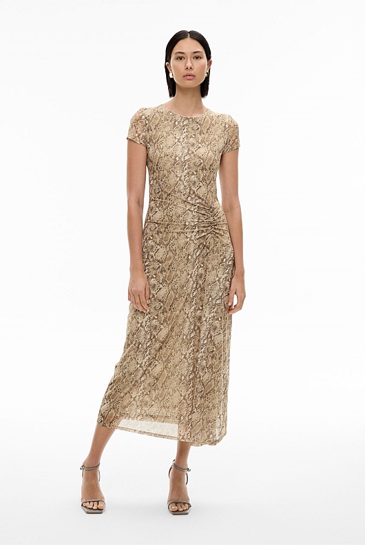 Snake Print Mesh Snake Dress - Women's Midi Dresses | Witchery