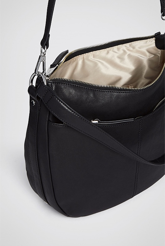 Black Anja Leather Hobo - Women's Evening Bags | Witchery