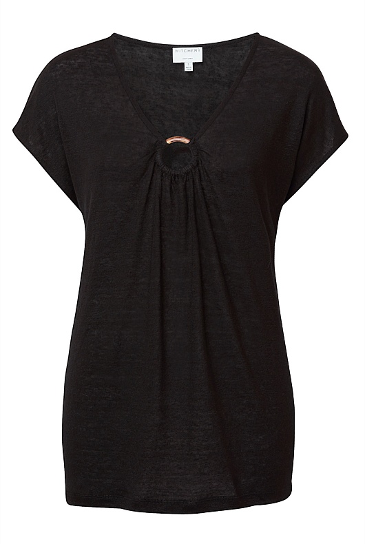 Black O Ring Top - Women's Short Sleeve Tops | Witchery