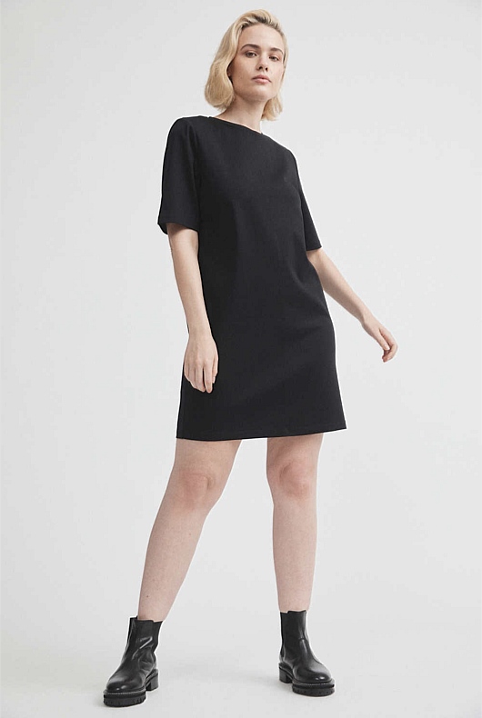 Black Boxy Tee Dress - Women's Midi Dresses | Witchery