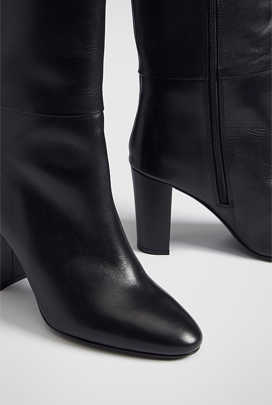 Black Morgan Leather Boot - Women's Workwear Shoes | Witchery