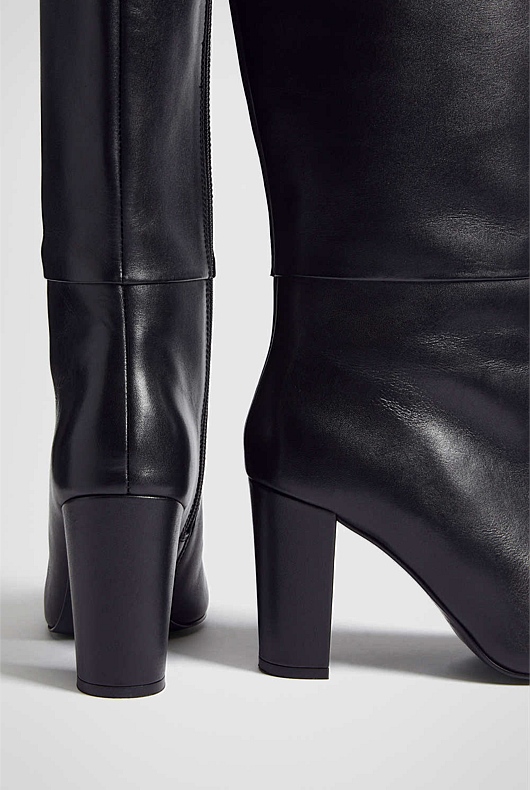 Black Morgan Leather Boot - Women's Workwear Shoes | Witchery