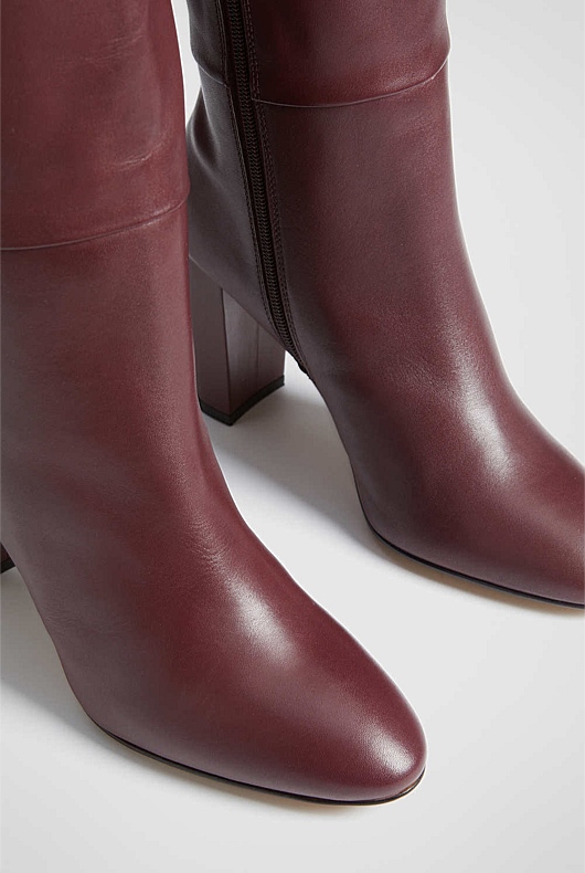 Deep Berry Morgan Leather Boot - Women's Shoes | Witchery