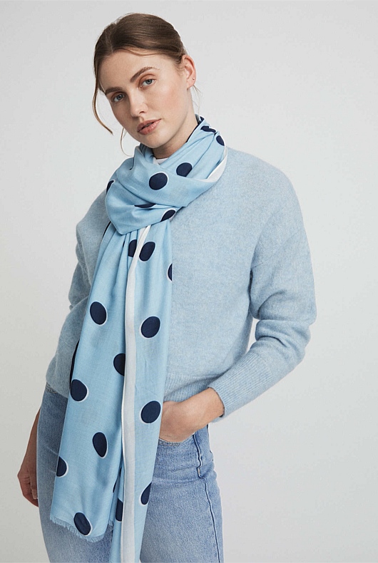 Light Blue Shadow Spot Scarf - Women's Scarves & Wraps | Witchery