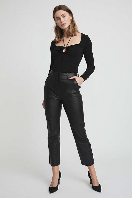 Black Halter Strap Top - Women's Long Sleeve Tops | Witchery