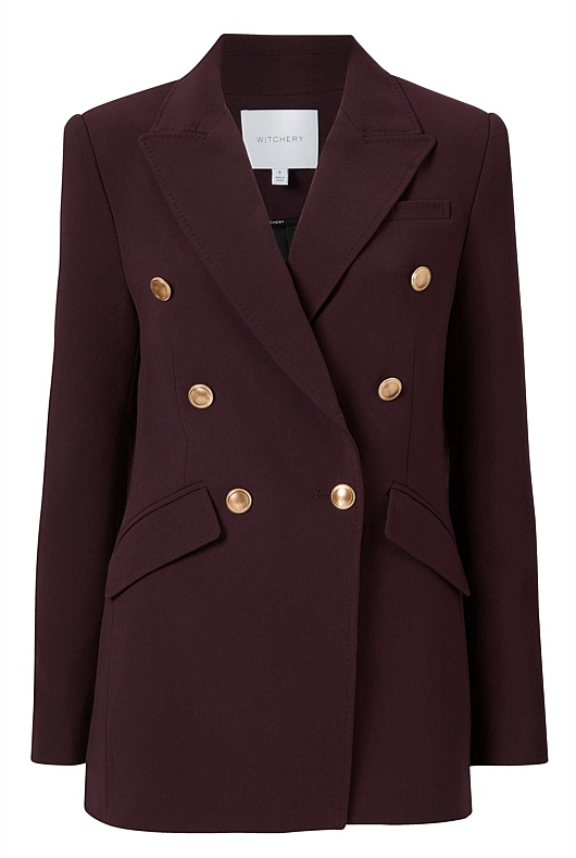 Bordeaux Double Breasted Blazer - Women's Blazers | Witchery