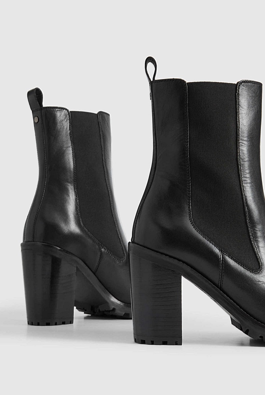 Black Wickham Leather Boot - Women's Shoes | Witchery
