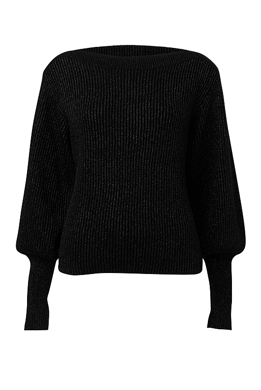 Black Lurex Rib Knit - Women's Sweaters | Witchery