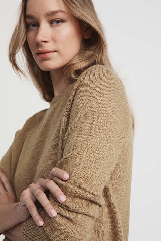 Camel Crew Neck Slouch Knit - Women's Crew Neck Jumpers | Witchery