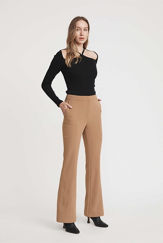 Black Cotton Halter Long Sleeve Top Womens Long Sleeve Tops Witchery