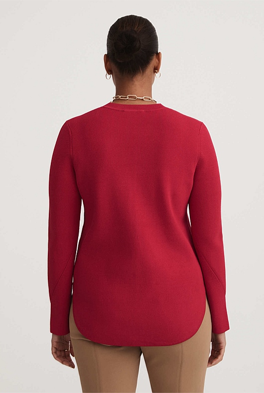 Cherry Crepe Crew Neck Knit - Women's Long Sleeve Tops | Witchery