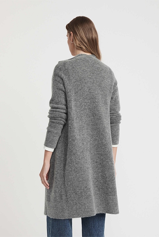 Mid Grey Marle Lofty Long Line Cardigan - Women's Cardigans | Witchery