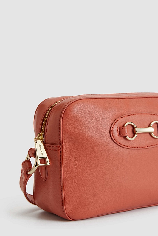 Rich Orange Uma Leather Camera Bag - Women's Evening Bags | Witchery
